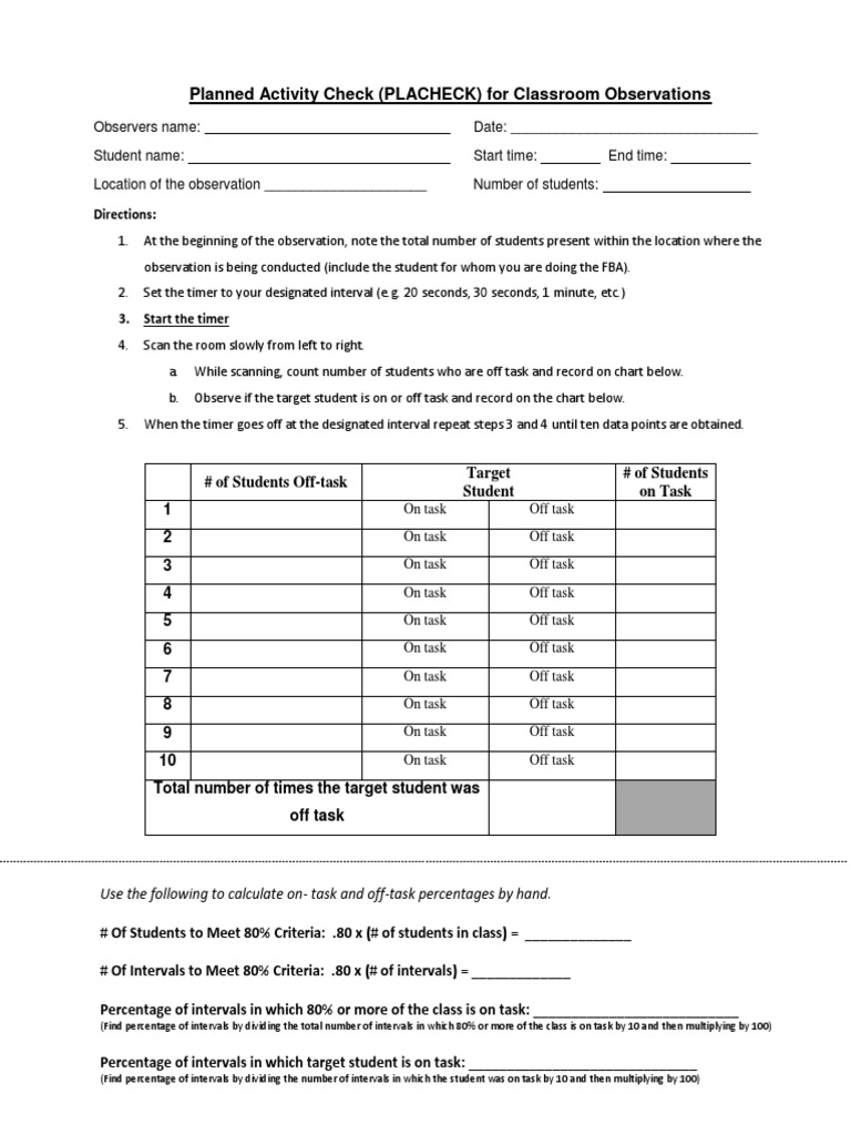 Planned Activity Check (PLACHECK) Guide | PDF | Career & Growth ...