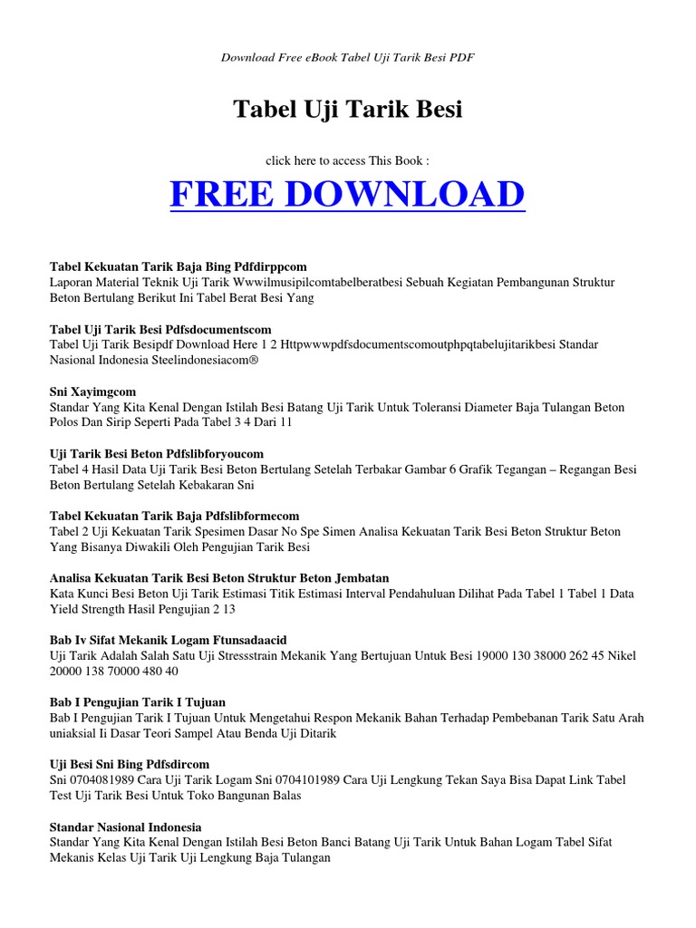 Tabel Uji Tarik Besi | PDF