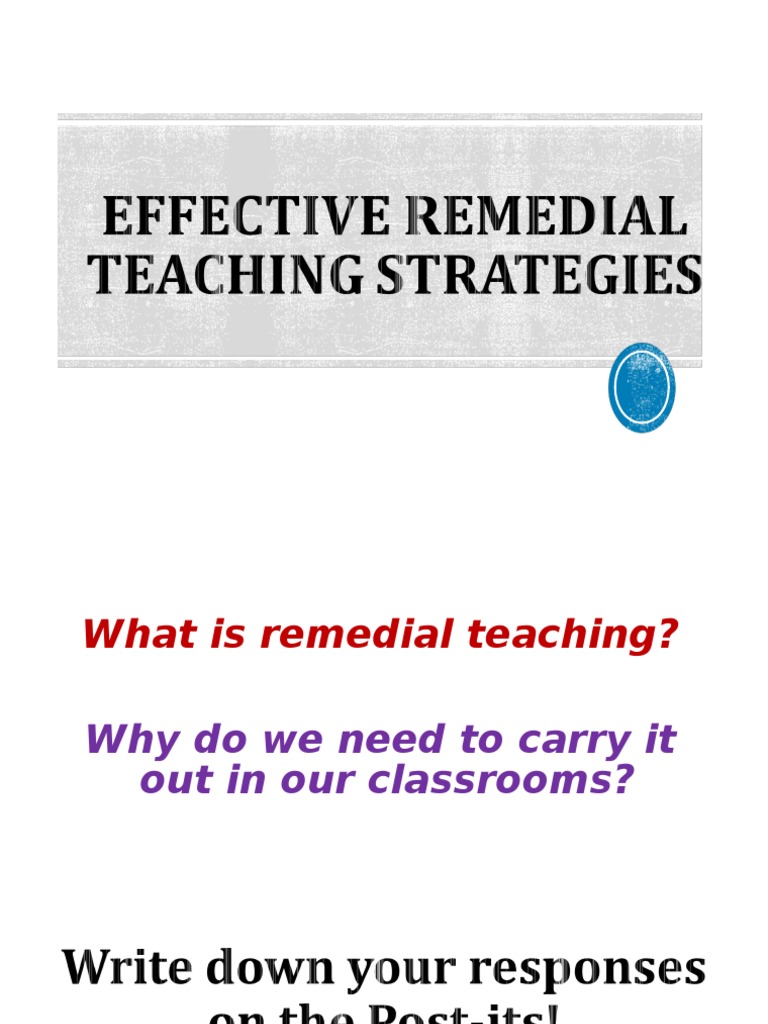 Effective Remedial Teaching Strategies in Reading and Writing | Reading ...