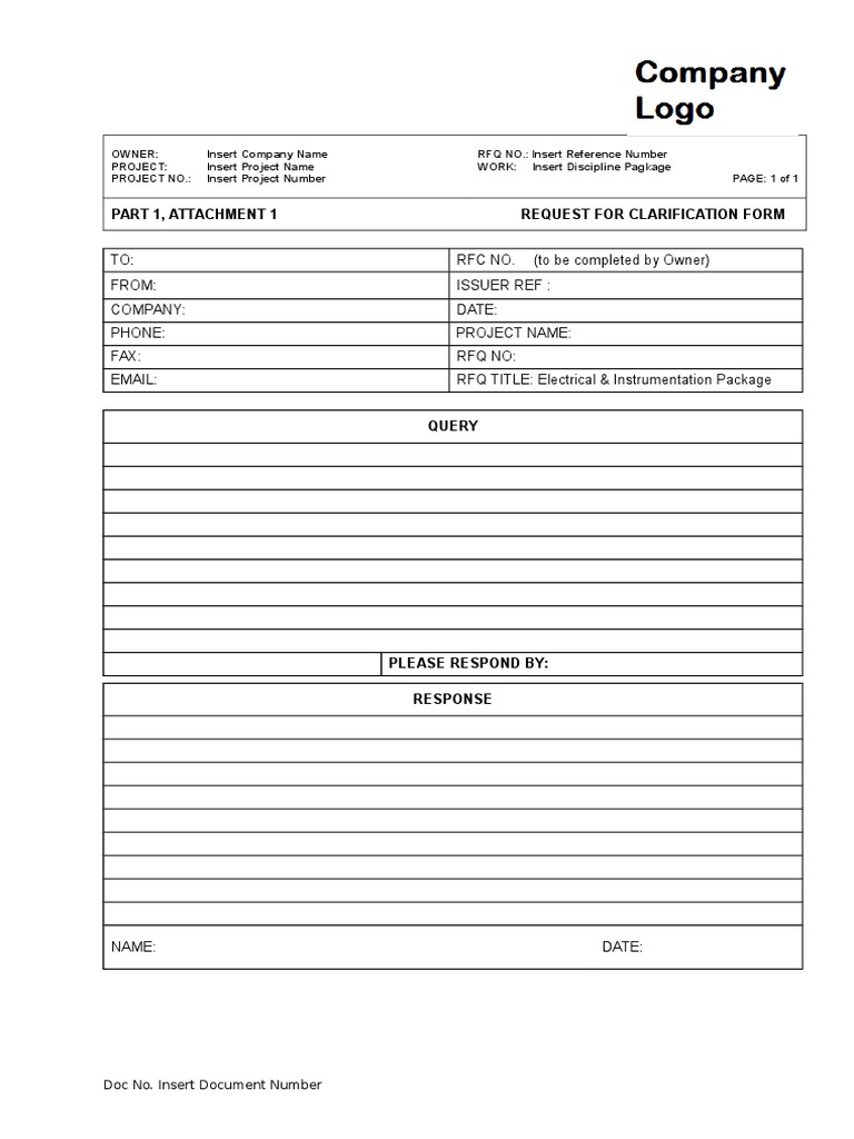 Part1 Request For Clarification Form | PDF