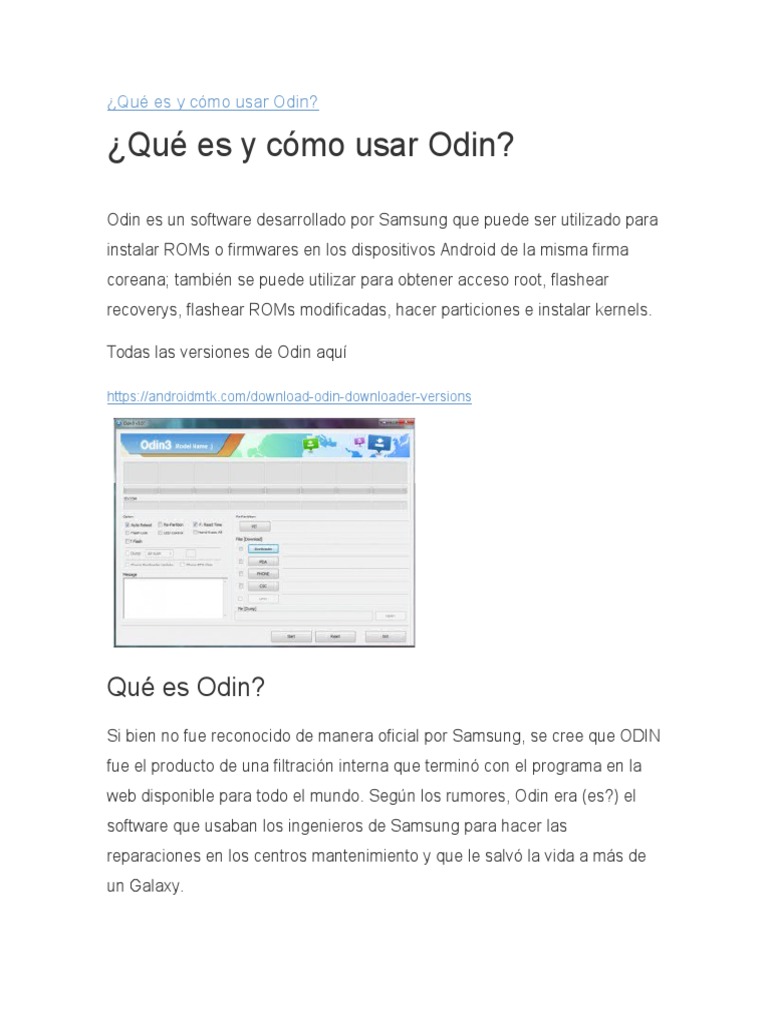 Qué Es y Cómo Usar Odin | PDF | Arranque | Archivo de computadora