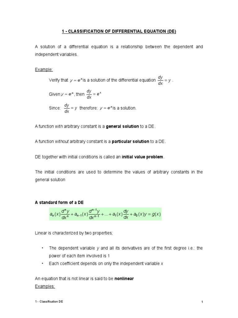 N1 - Classification of Differential Equation | Download Free PDF ...