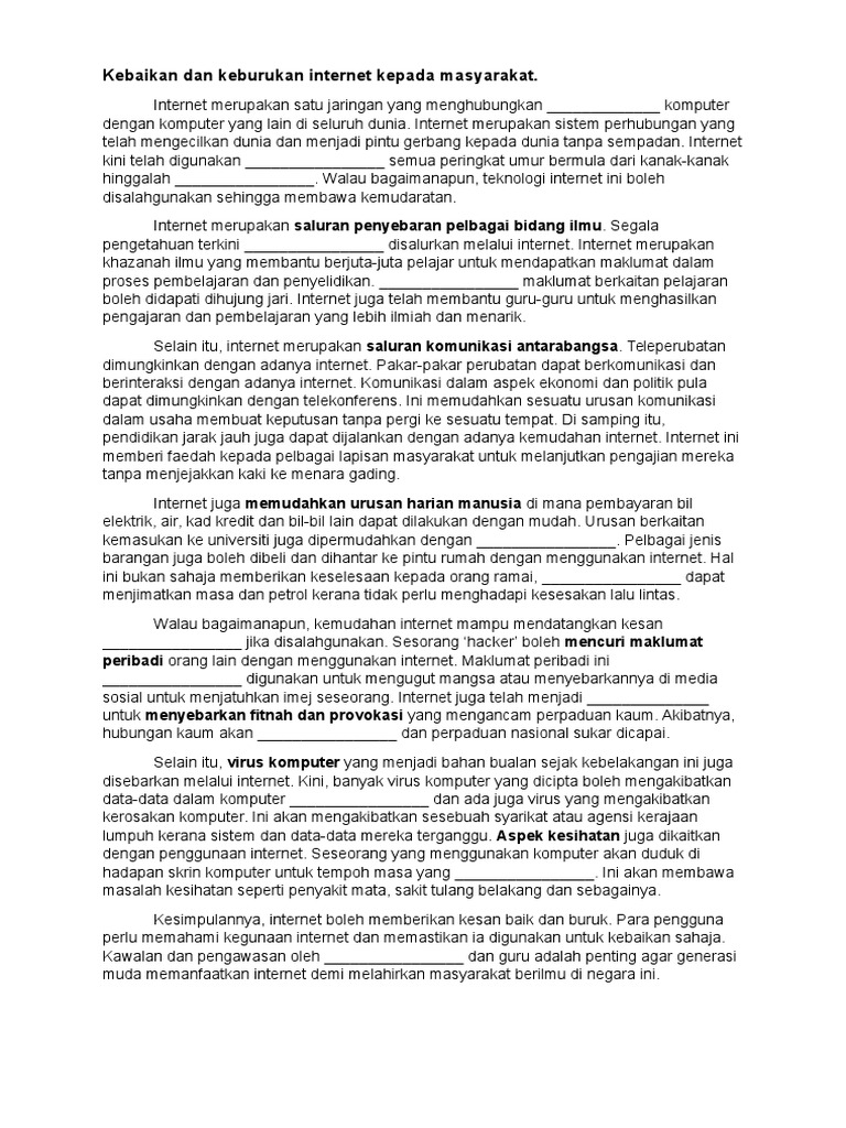 Kebaikan Dan Keburukan Internet Kepada Masyarakat | PDF