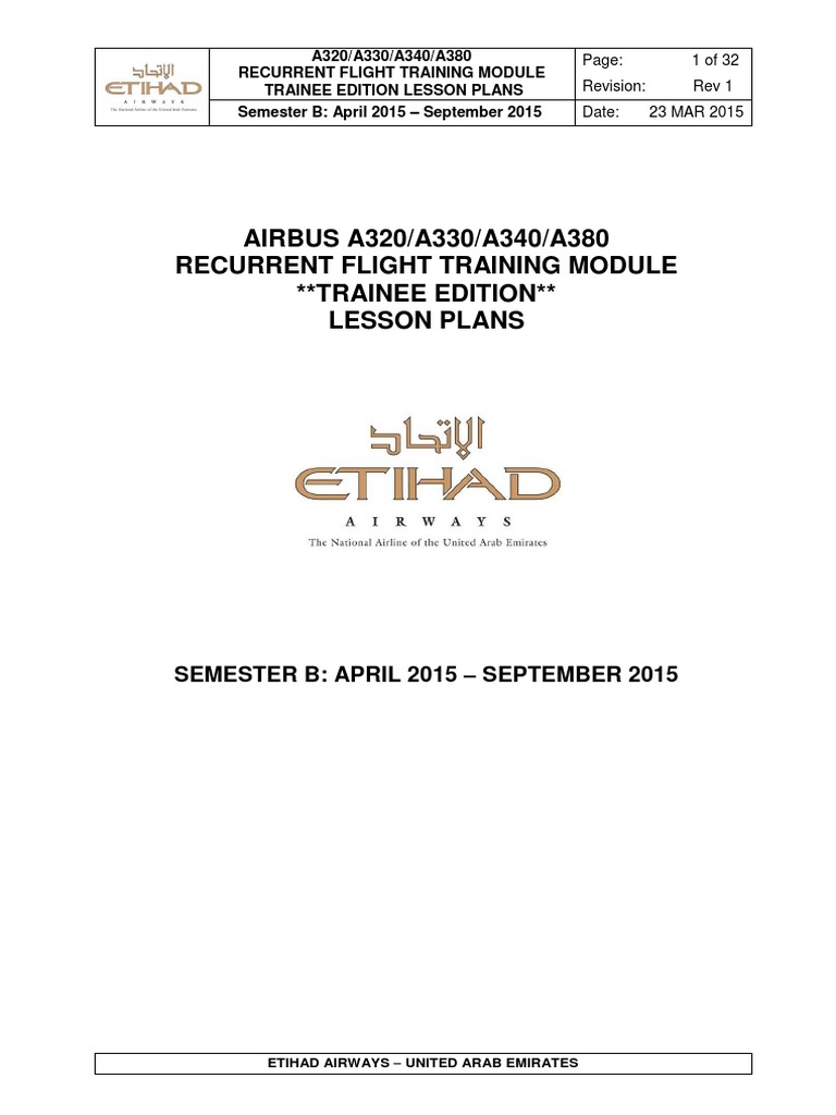 Etihad Airways Flight Training Plans | PDF | Aircraft Flight Control ...