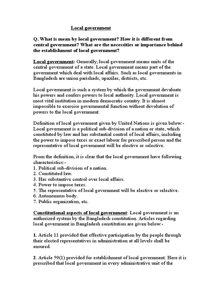 Local Government | Local Government | Government Of India