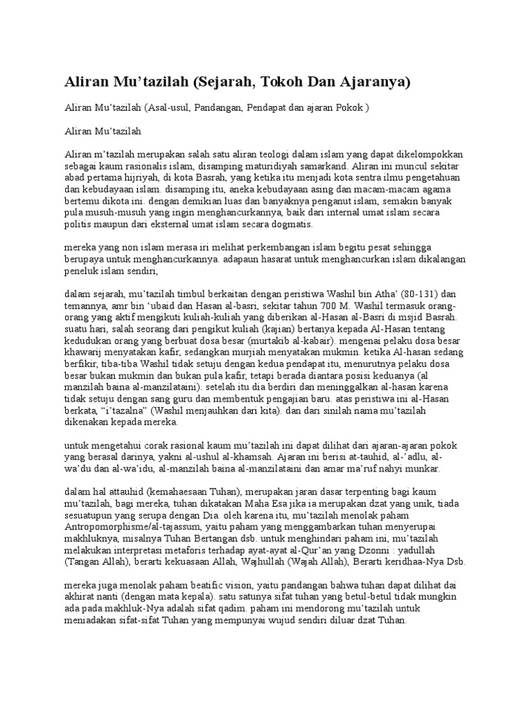 Sejarah dan Ajaran Mu'tazilah | PDF