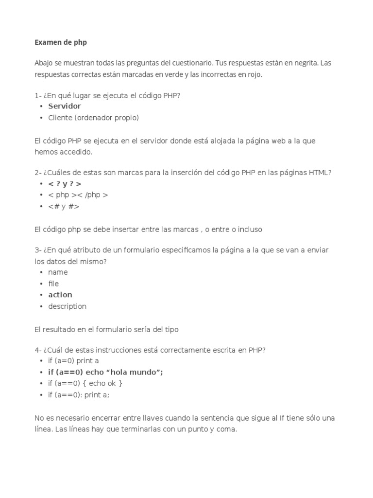 Examen de PHP | PDF | Servidor web | Internet y web