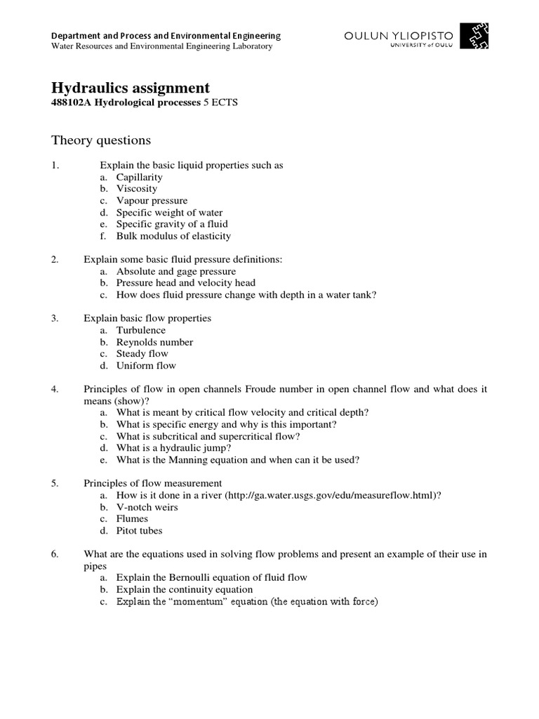 Hydraulics Assignment | PDF