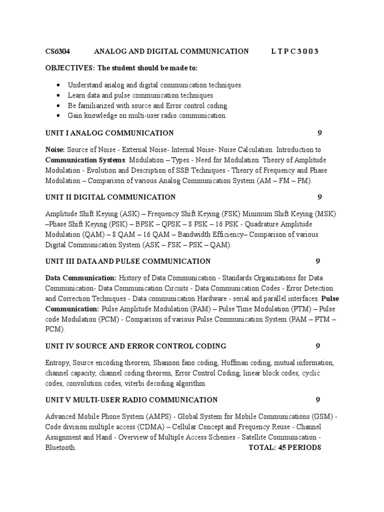 Adc Syllabus | PDF | Modulation | Data Transmission