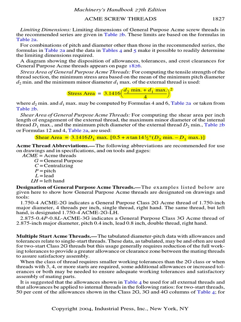 ACME Threads Calculation | PDF | Metalworking | Mechanical Engineering