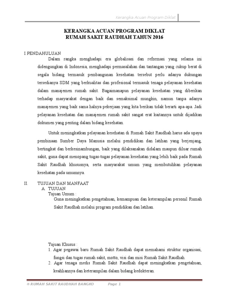 Kerangka Acuan Program Diklat | PDF