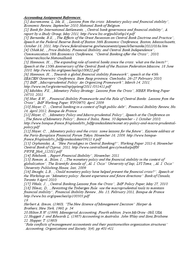 References for an Accounting Assignment on the Expanding Role of ...