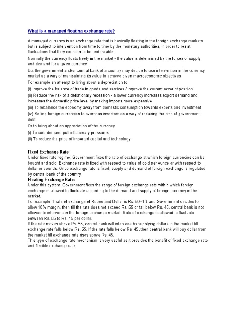 What Is A Managed Floating Exchange Rate | PDF