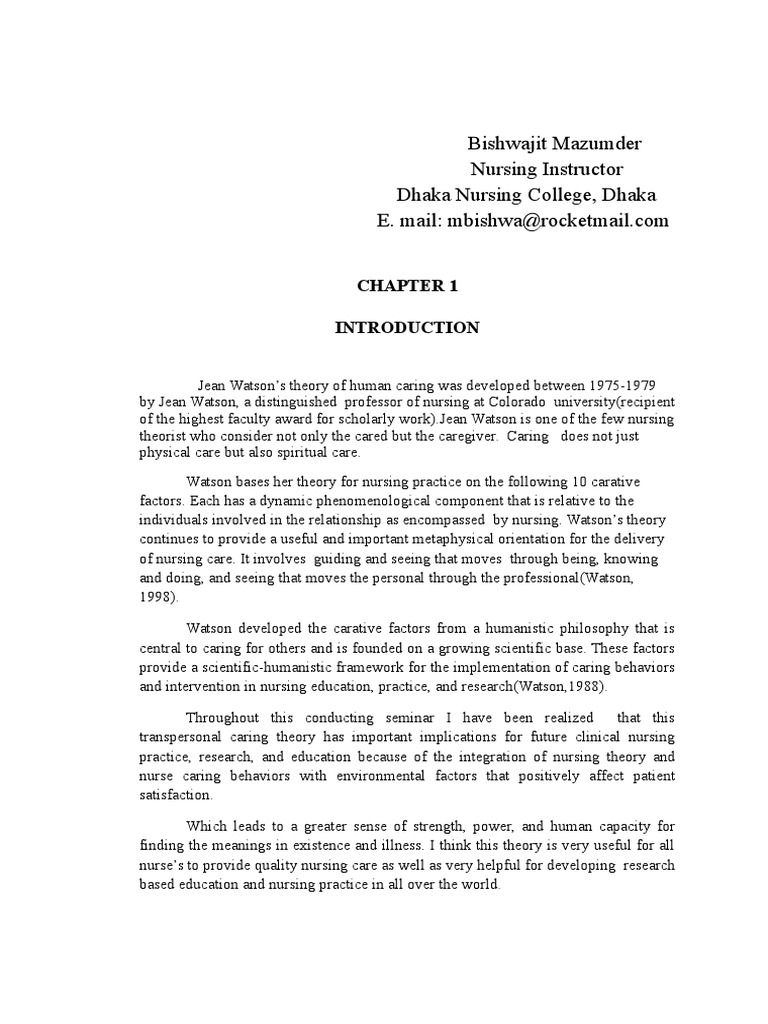 Jean Watson's Theory | PDF | Transpersonal Psychology | Nursing