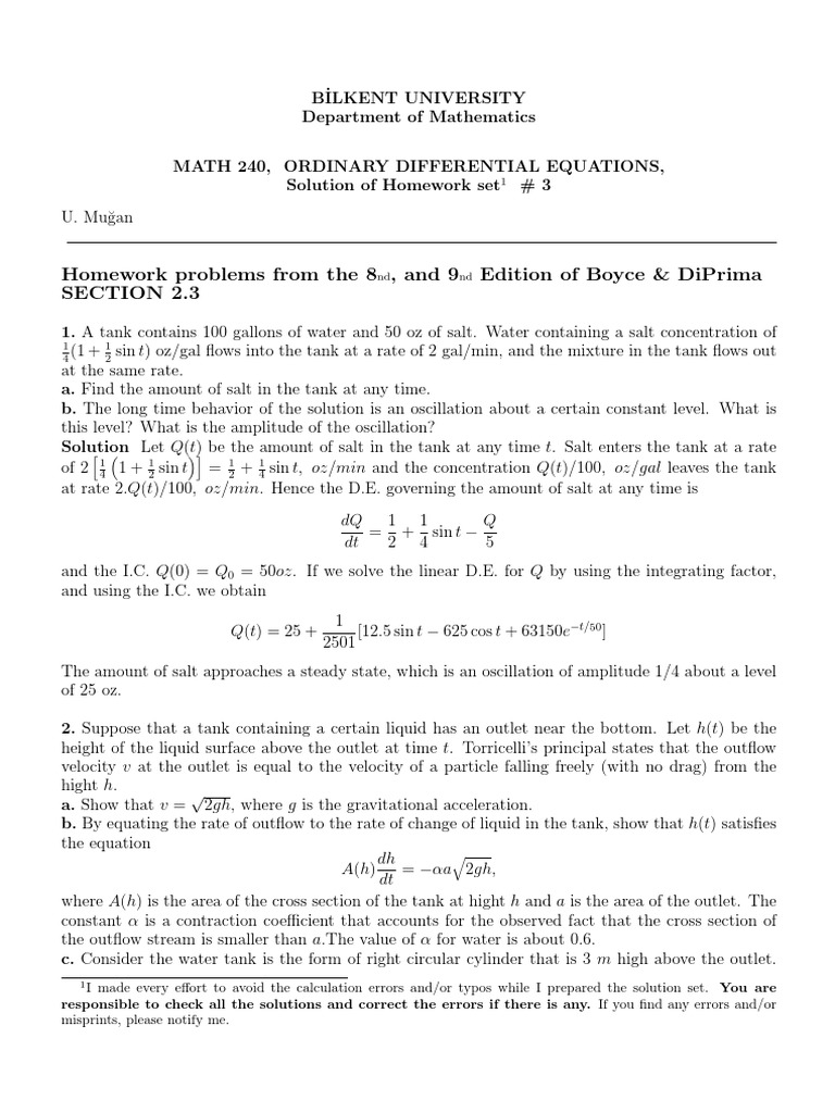 Homework Set 3 Solutions Sec 2 3 Download Free Pdf Velocity Acceleration