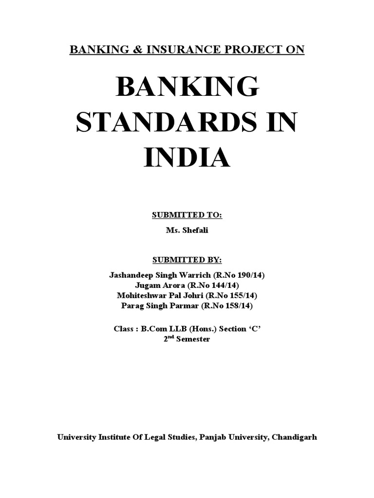 Banking Standards in India: Banking & Insurance Project On | PDF