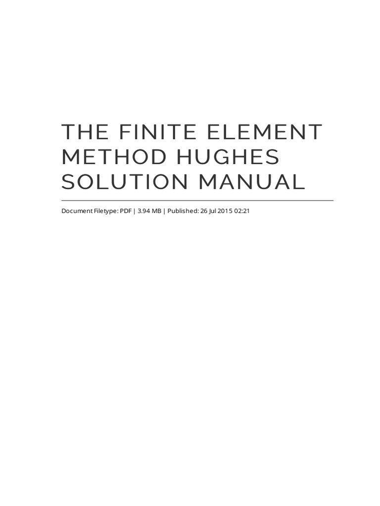The Finite Element Method Hughes Solution Manual Pdf Pdf Science Physics