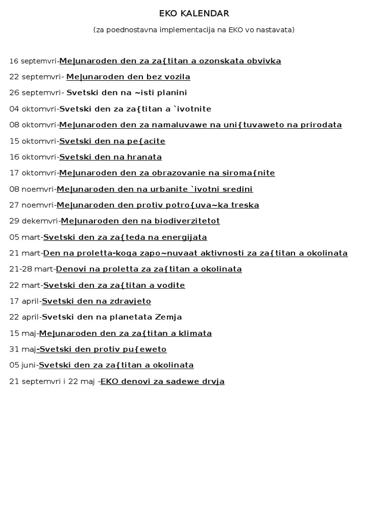 Eko Kalendar | PDF