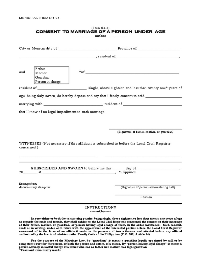 Underage Marriage Consent Form | PDF