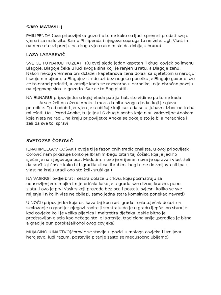 Simo Matavulj Srpska | PDF