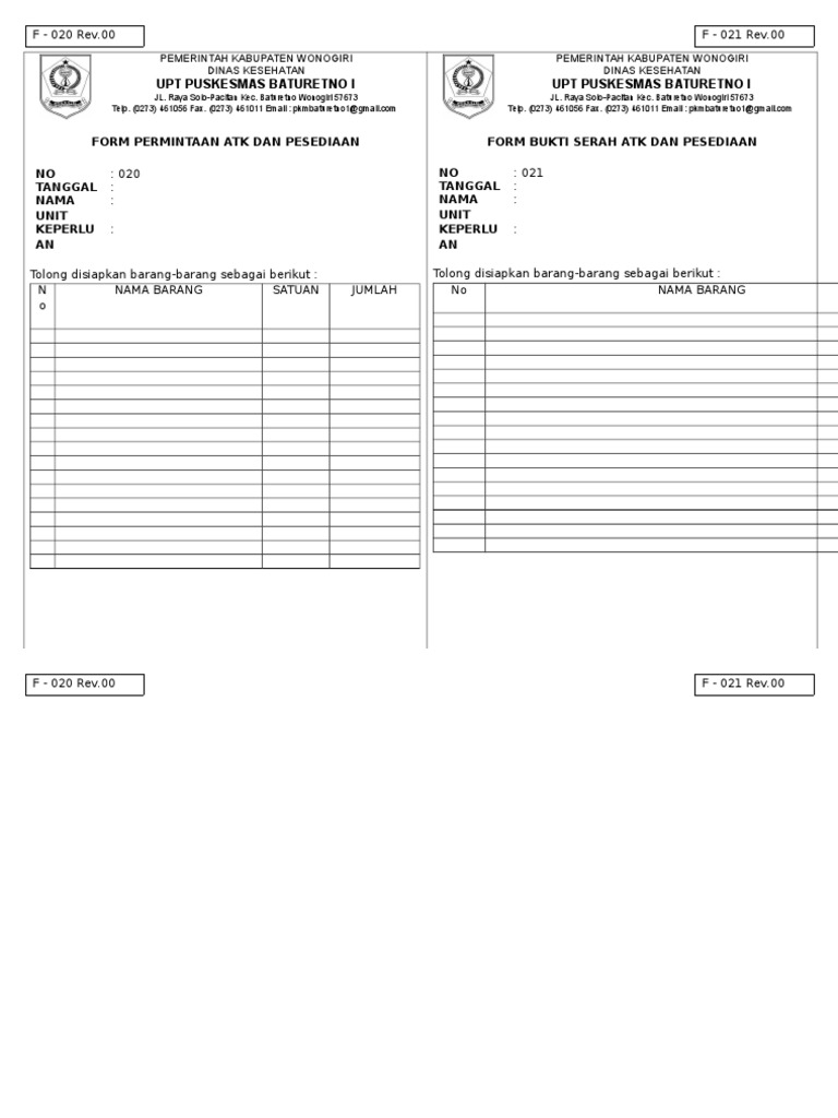 Form Permintaan Atk | PDF