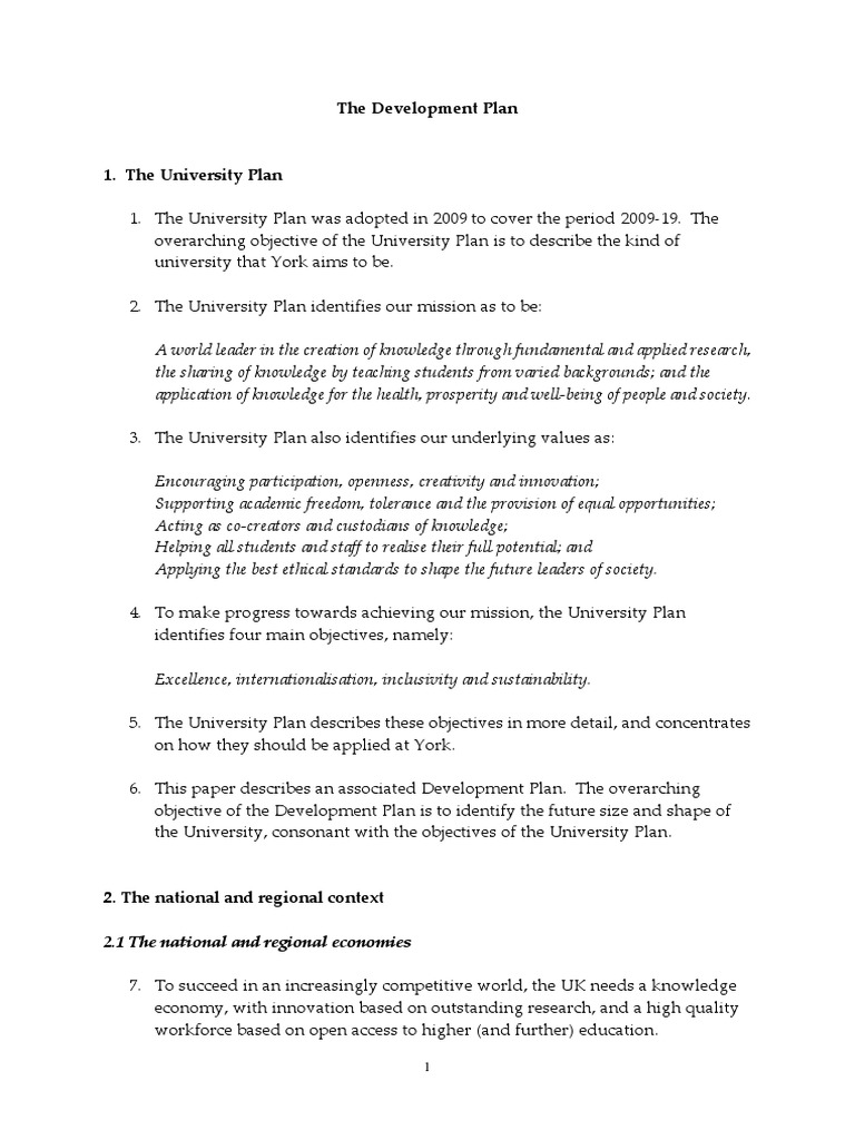 University Development Plan Overview | PDF | University | Innovation