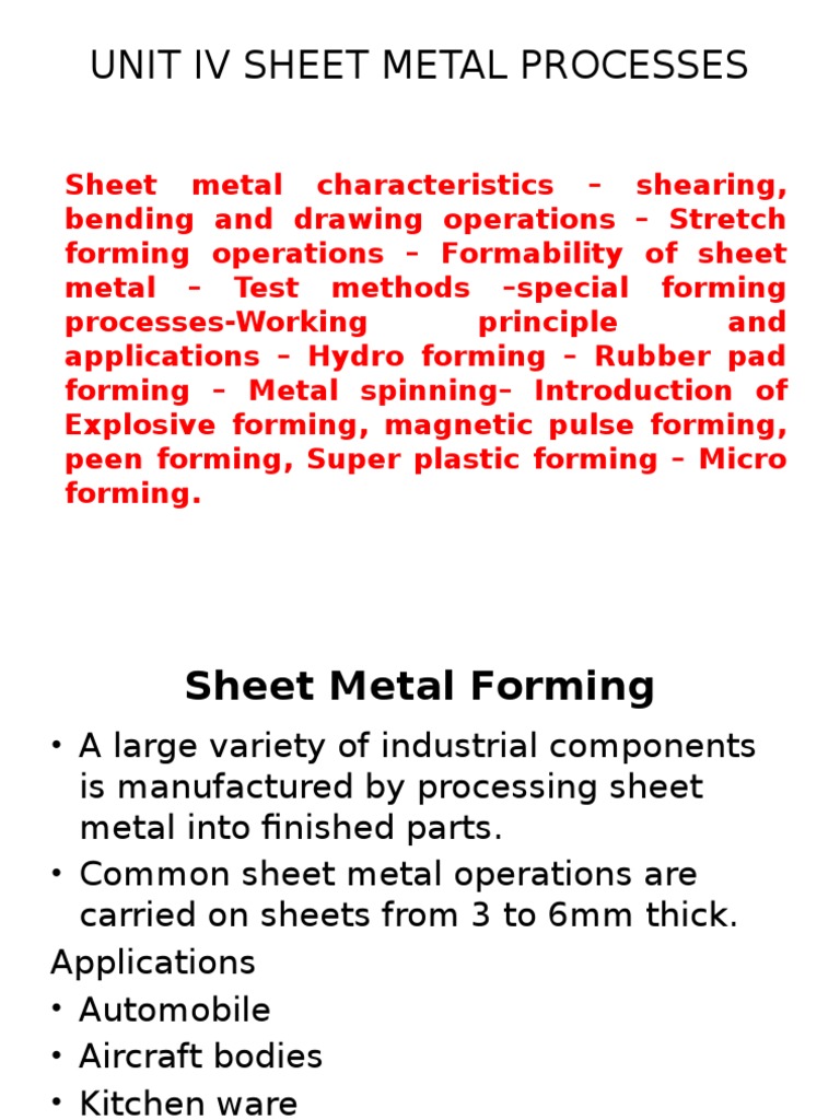 Overview of Sheet Metal Processes | PDF | Sheet Metal | Metalworking