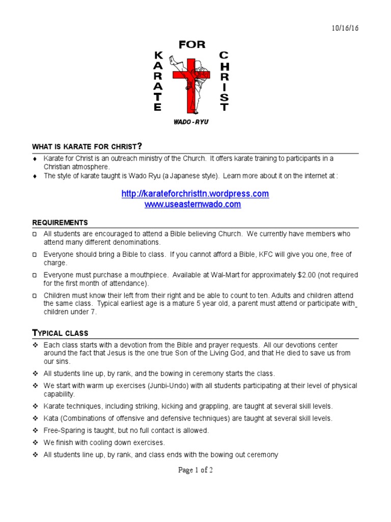 Karate For Christ Handbook - General Info | PDF | Karate | Jesus