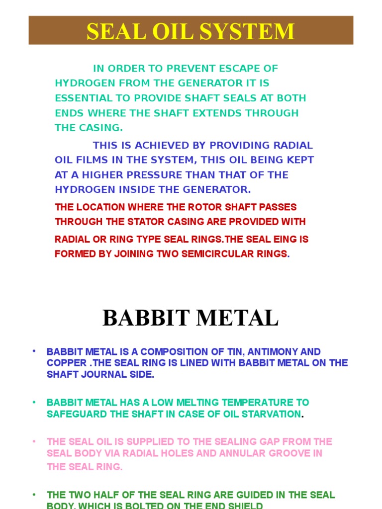 Seal Oil System of Generator in Thermal Power Plant | PDF | Pump | Valve