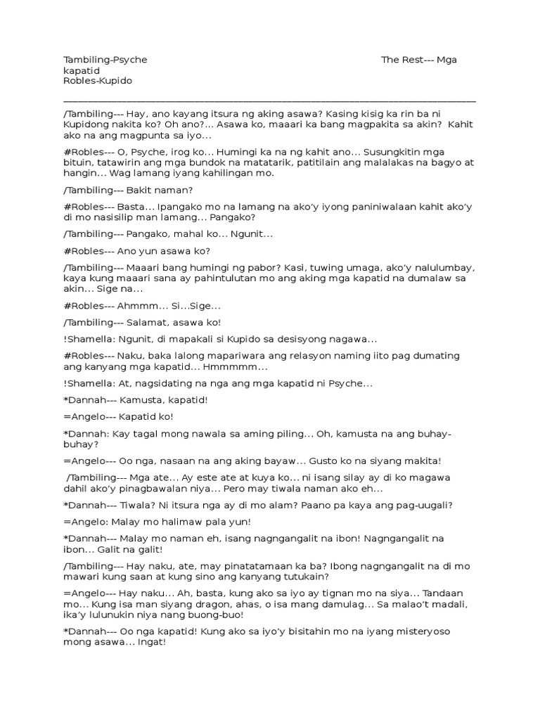 Filipino Kupido at Psyche Script | PDF