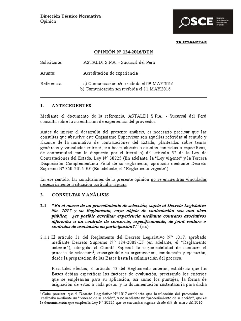 124-16 - Astaldi S.pa. - Sucursal Del Peru - Acreditacion de ...