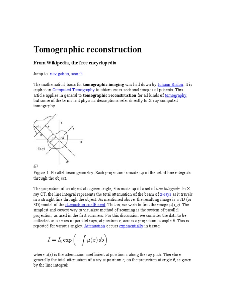 Tomographic Reconstruction: From Wikipedia, The Free Encyclopedia | PDF ...