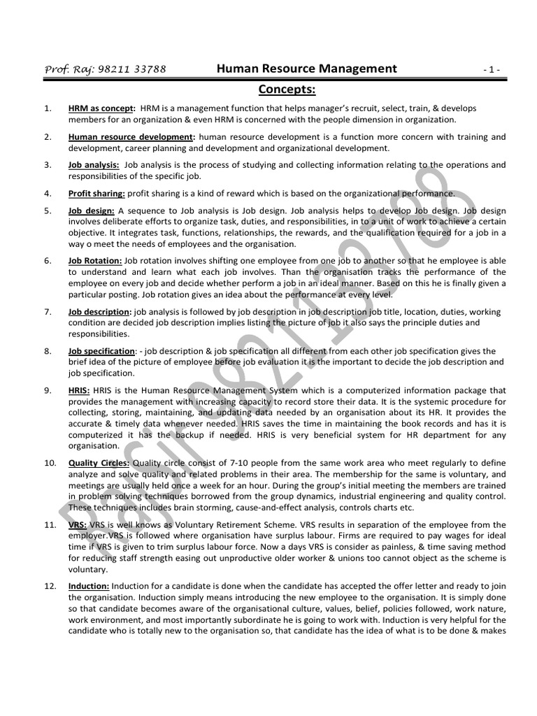 Key Concepts in Human Resource Management | PDF | Performance Appraisal ...
