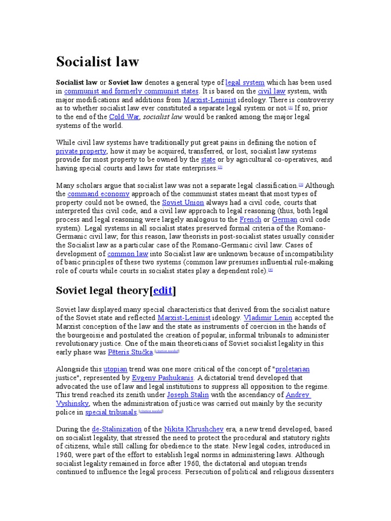Socialist Law: Soviet Legal Theory | PDF | Socialism | Social Ideologies