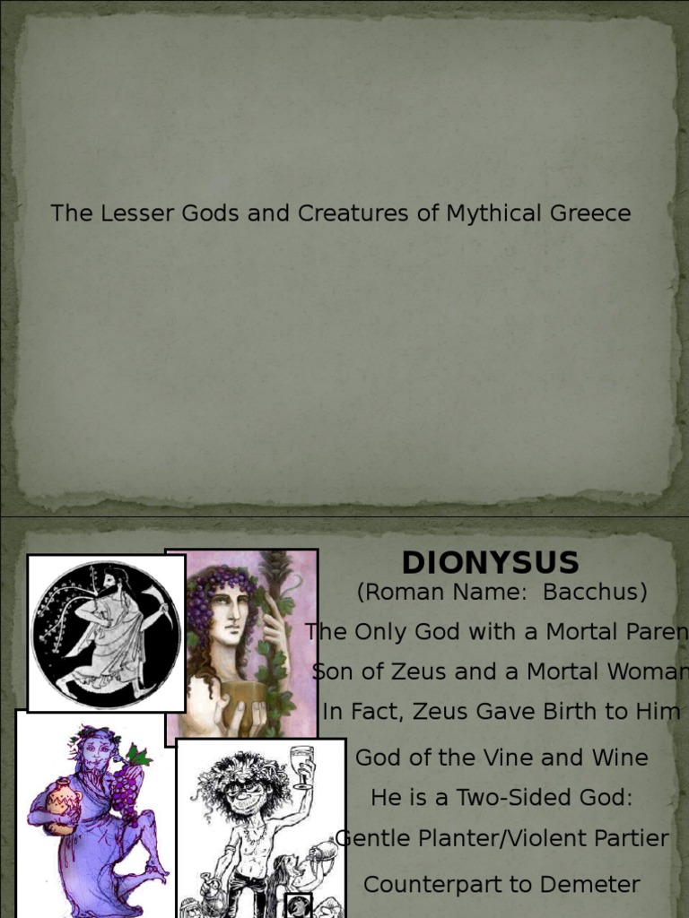 The Lesser Gods and Creatures of Mythical Greece | PDF | Eros | Dionysus