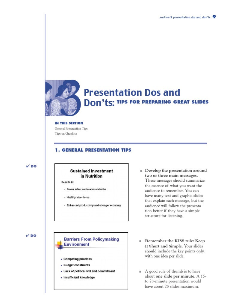 Presentation Dos and Don'ts TIPS FOR PREPARING GREAT SLIDES | PDF ...