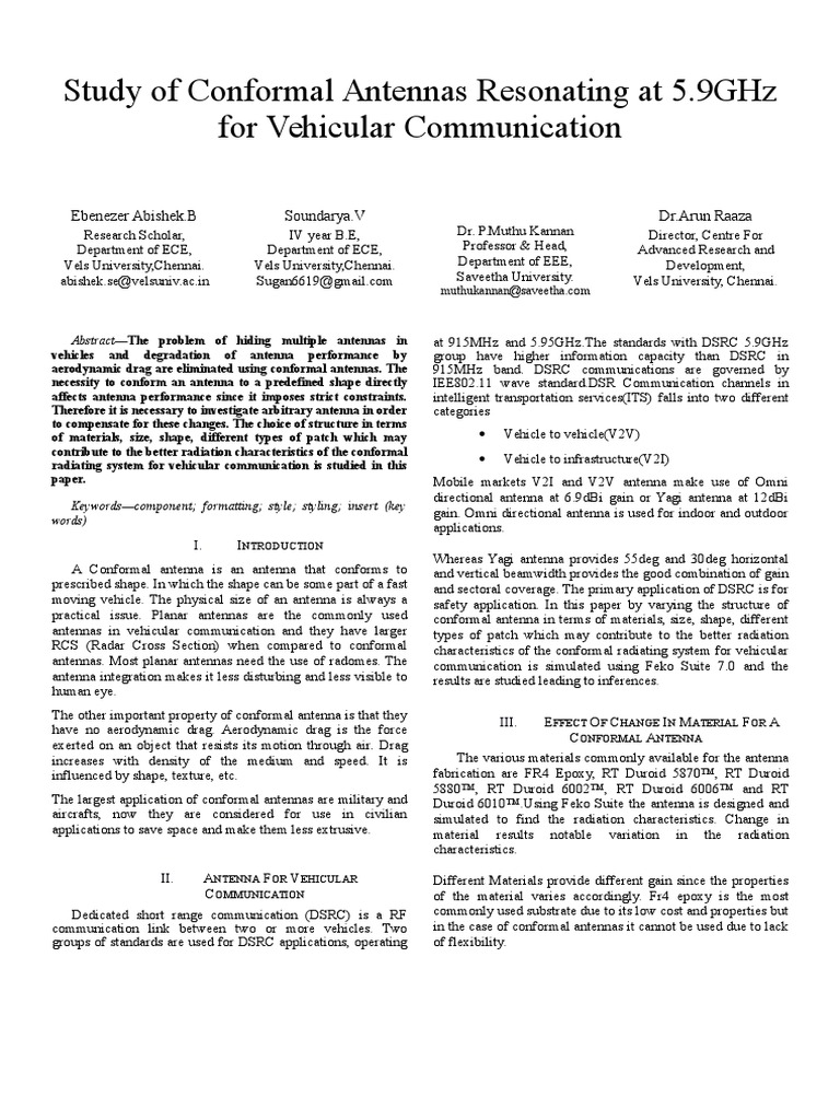 Conformal Study | Download Free PDF | Antenna (Radio) | Drag (Physics)