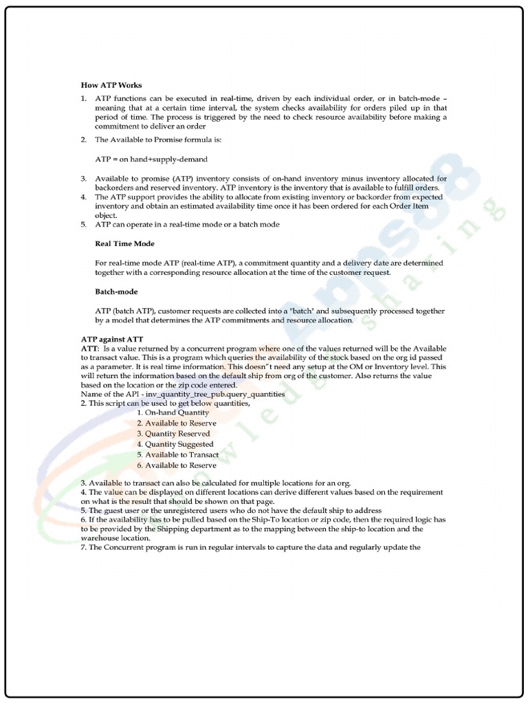 Available To Promise (ATP) | PDF