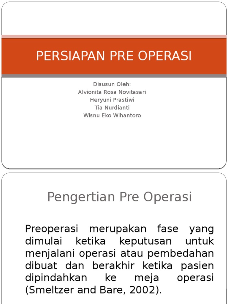 Persiapan Pre Operasi Pasien | PDF | Kesehatan Holistik | Sains ...