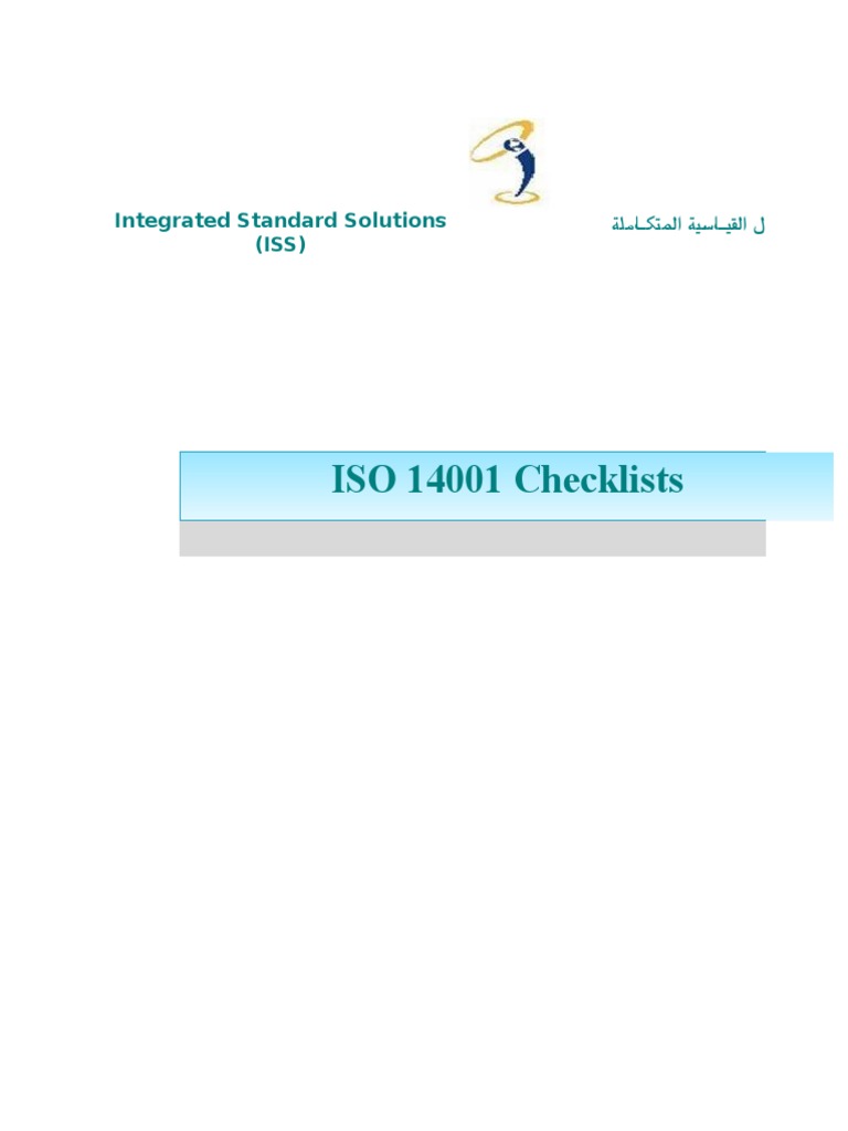 ISO 14001 Checklist for Integrated Standard Solutions' Environmental ...