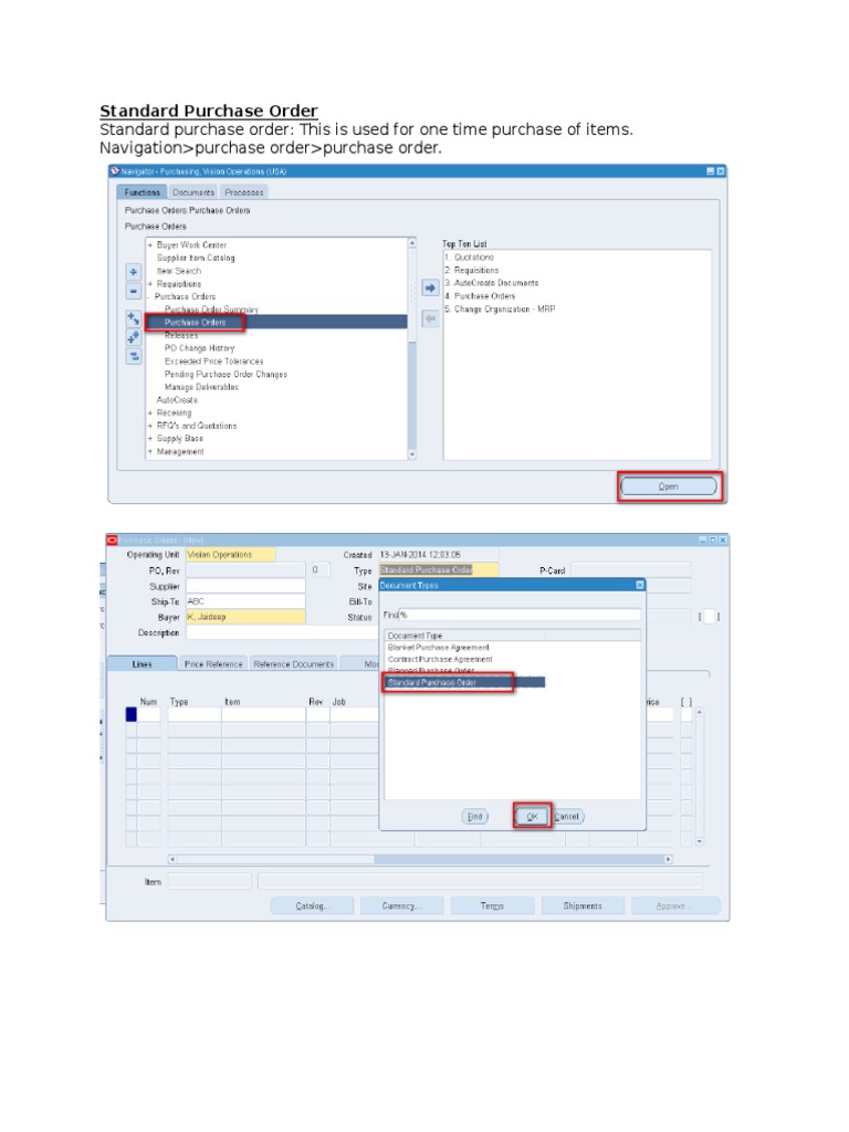 Oracle Purchase Order Types Pdf Economics Business
