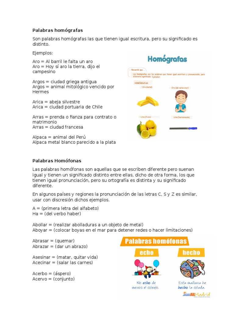 Palabras Homógrafas