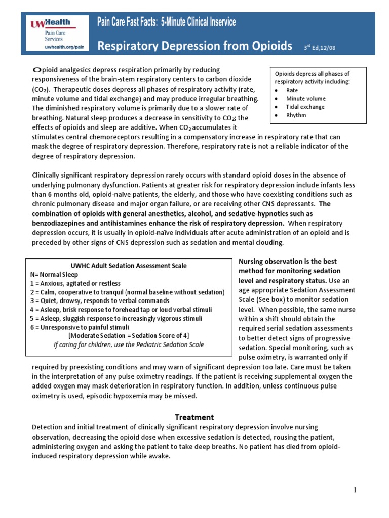 Respiratory Depression From Opioids: UWHC Adult Sedation Assessment ...