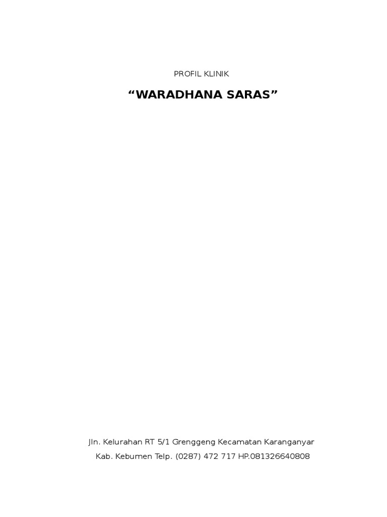 Contoh Profil Klinik Pdf