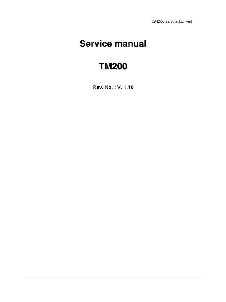 TM200 Service Manual V1.10 | PDF | Power Supply | Electrical Connector