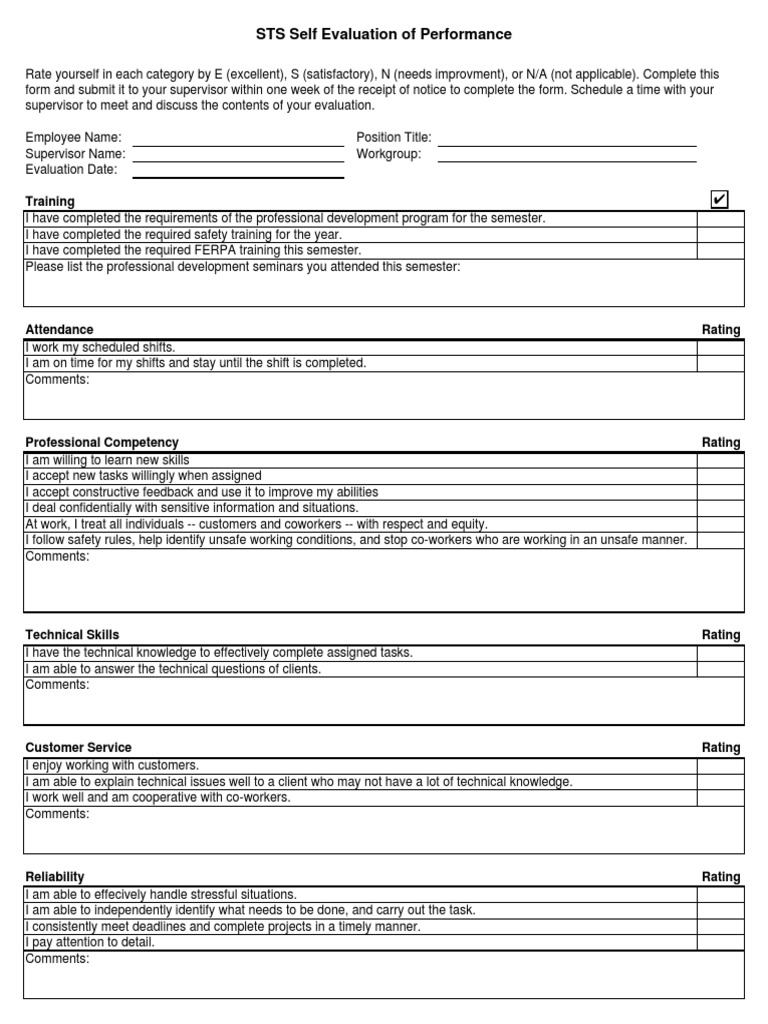 Self Performance Evaluation | PDF | Competence (Human Resources ...