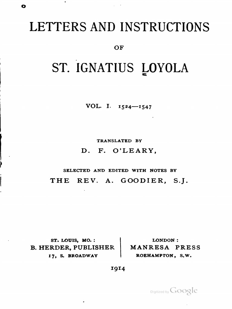 St. Ignatius of Loyola - Letters and Instructions PDF