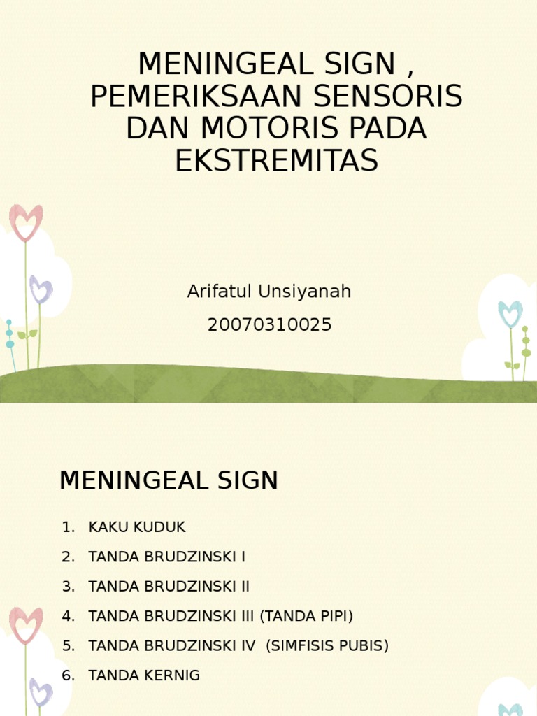 Meningeal Sign, PX Sensorik Motorik | PDF