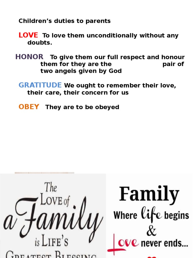Kids' Duties: Love, Honor, Obey and Respect Parents | PDF
