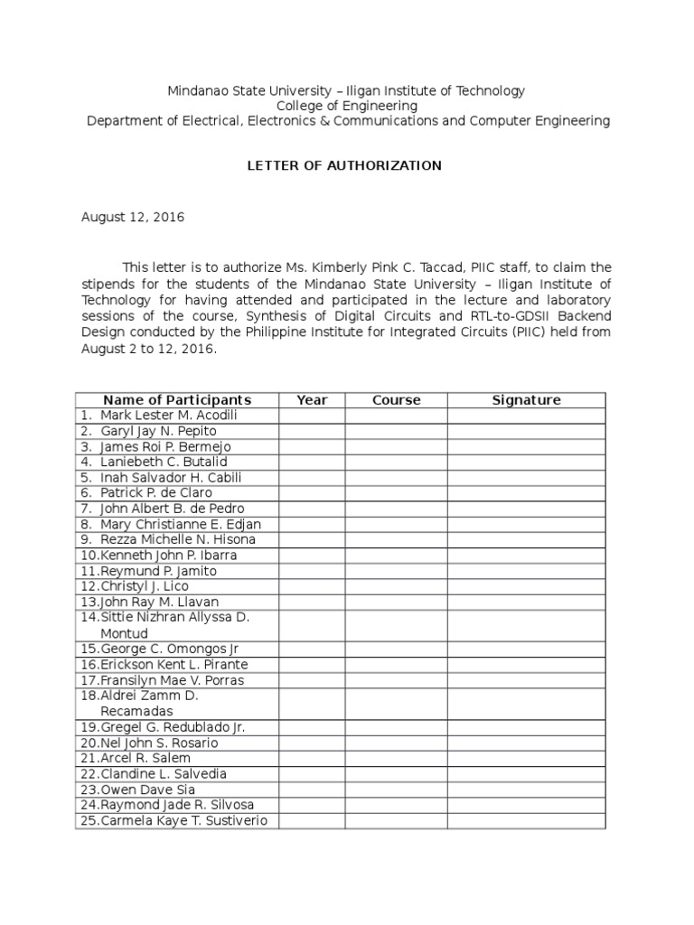 Authorization Letter IIT | PDF